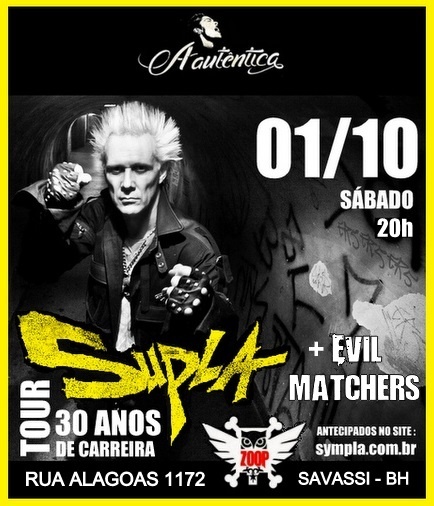 Supla Tour 30 anos + Evil Matchers em Belo Horizonte - Sympla