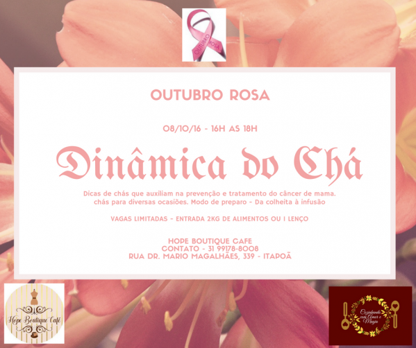 Dinamica do Chá - Outubro Rosa em BELO HORIZONTE - Sympla