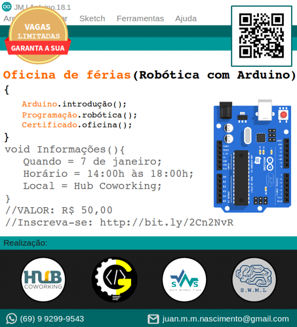 Oficina de férias Robótica com Arduino em Porto Velho - Sympla