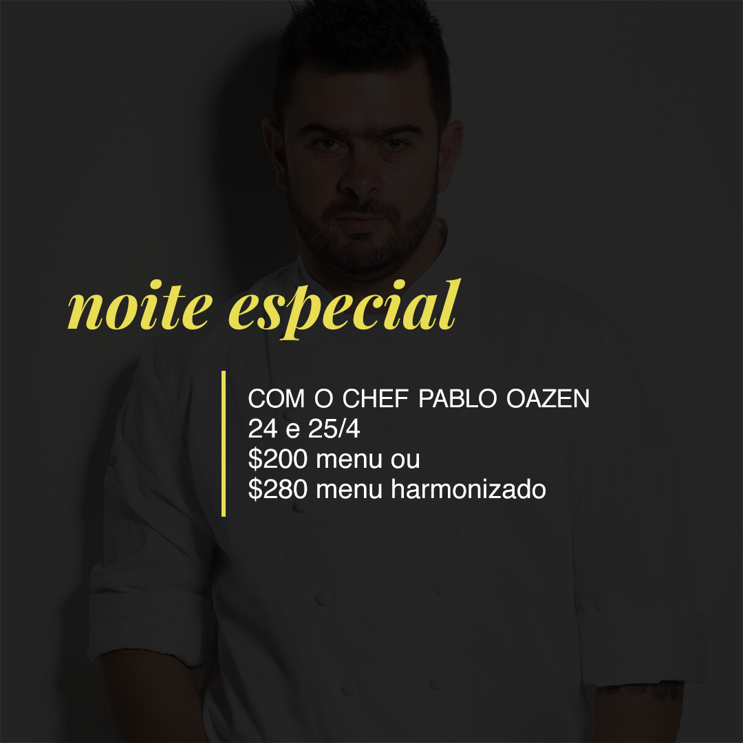 Noite Especial | Chef Pablo Oazen em Belo Horizonte - Sympla