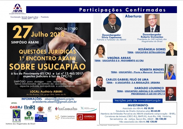 SIMPÓSIO - QUESTÕES JURÍDICAS 1º ENCONTRO ABAMI SOBRE USUCAPIÃO em Rio ...