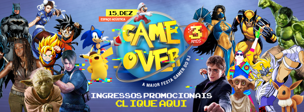 Ingressos Promocionais Game Over Party 3 ANOS (15/12 ESPAÇO ACÚSTICA ...