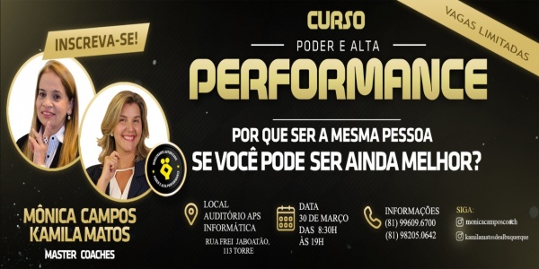 CURSO PODER E ALTA PERFORMANCE em Recife - Sympla