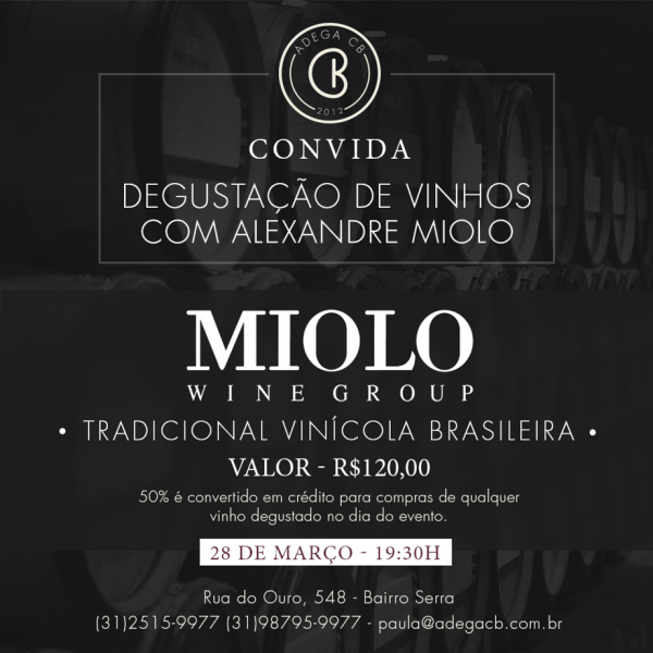 Degustação de Vinhos Vinícola MIOLO em Belo Horizonte - 2024 - Sympla