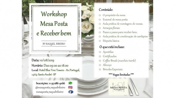 WORKSHOP MESA POSTA E RECEBER BEM em Santo André - Sympla