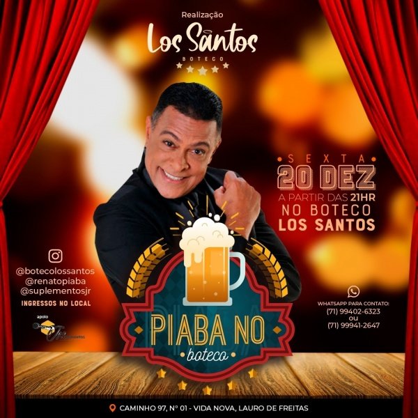 PIABA NO BOTECO: RENATO PIABA em Lauro de Freitas - 2024 - Sympla