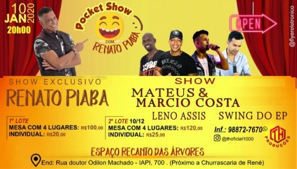 SHOW EXCLUSIVO: RENATO PIABA em Salvador - Sympla