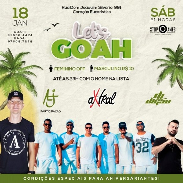 Let's Goah 18/01/2020 em Belo Horizonte - Sympla