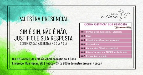 Sim é sim, não é não, justifique sua resposta em São Paulo - 2023 - Sympla