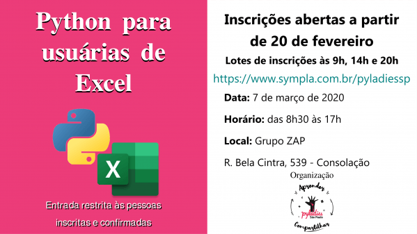 Curso Python Para Usuárias De Excel Para Público Feminino Em São Paulo Sympla