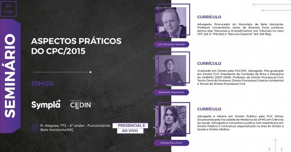 Aspectos práticos do CPC/15 em Belo Horizonte - Sympla