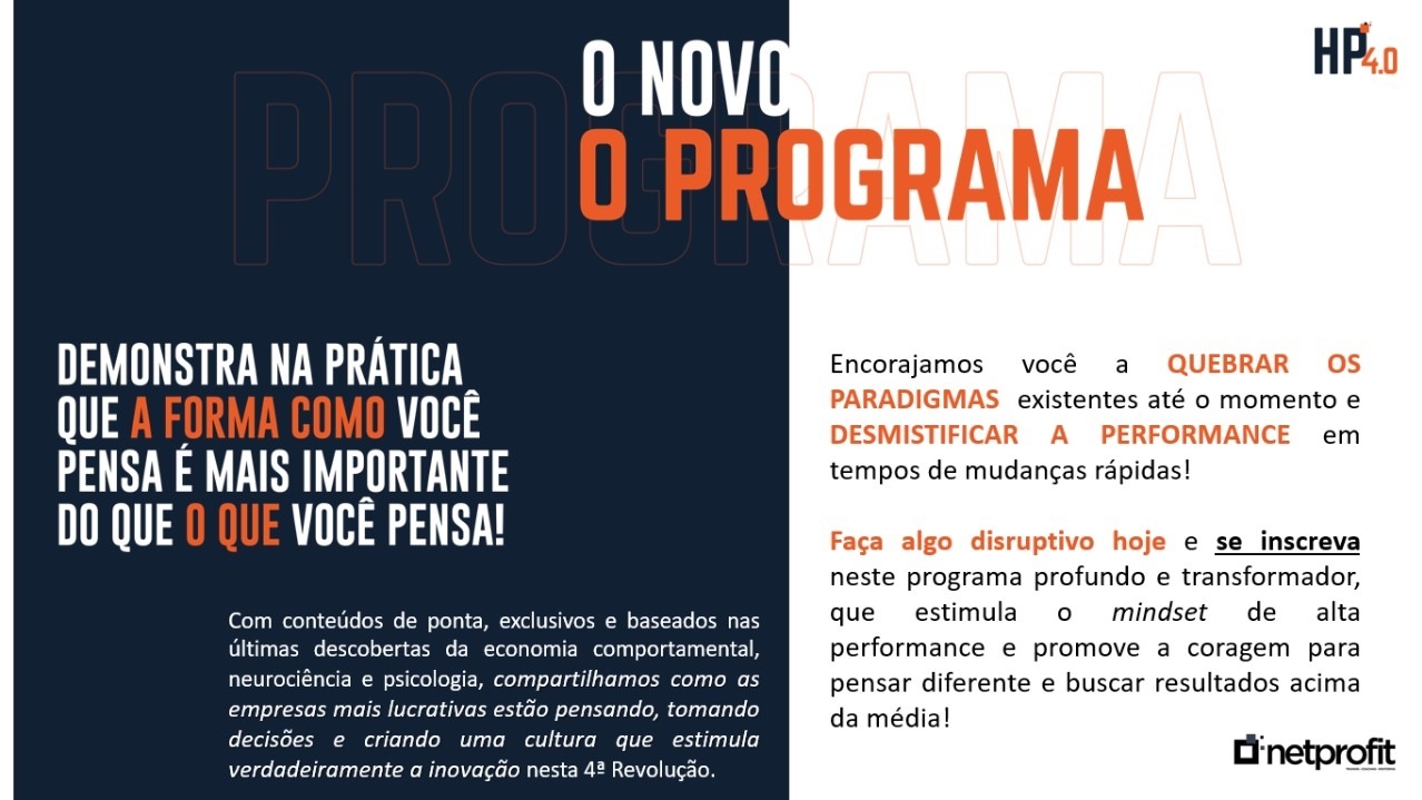 Treinamento High Performance 4.0 Turma II - online - Sympla