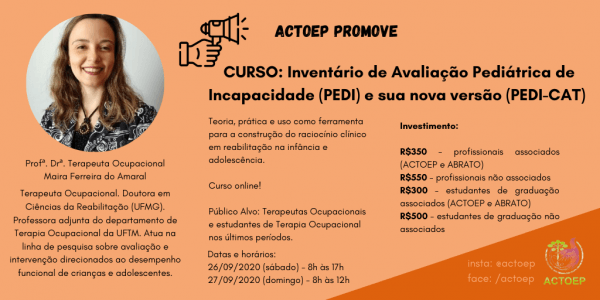 CURSO: Inventário de Avaliação Pediátrica de Incapacidade (PEDI) e sua ...