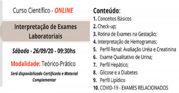 Interpretação de Exames Laboratoriais - online - Sympla