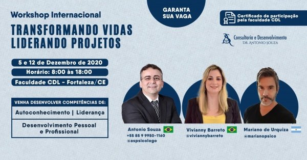 Workshop internacional: Transformando Vidas, Liderando Projetos em Fortaleza - Sympla