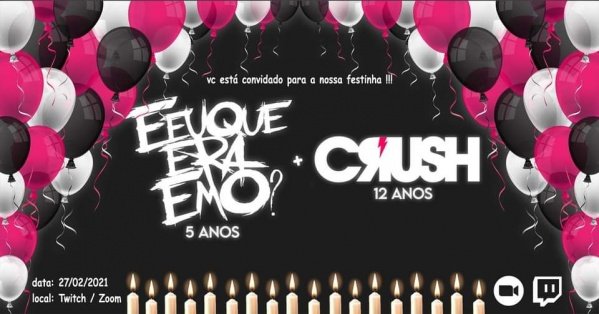 E eu que era Emo? + Crush - Live de Aniversário - online - Sympla