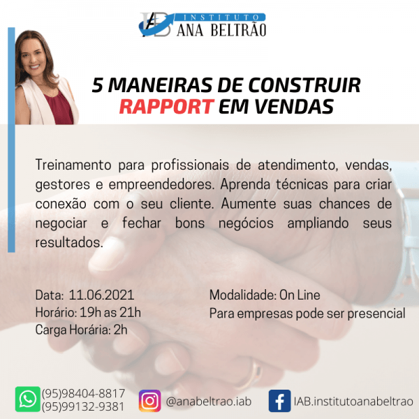 Cinco Maneiras em construir rapport em vendas - online - Sympla