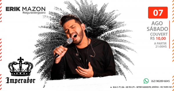 Erik Mazon no Imperador Hookah Bar em Goiânia - 2024 - Sympla