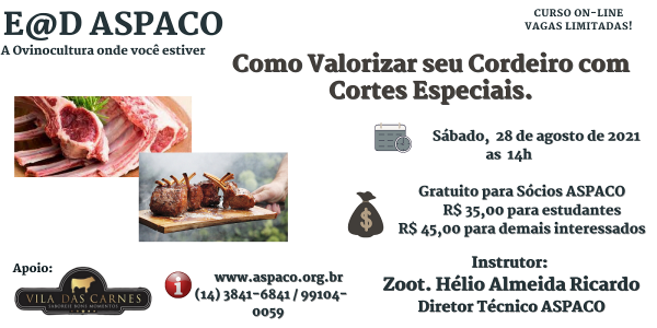 Como Valorizar seu Cordeiro com Cortes Especiais - online - Sympla