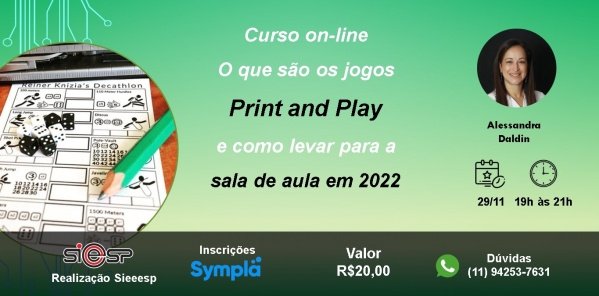 Curso on-line O que são os jogos Print and Play e como levar para a ...