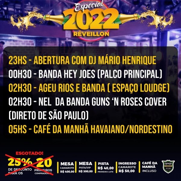 Réveillon 2022 com Especial Guns N' Roses com banda de São Paulo em Porto Velho - Sympla