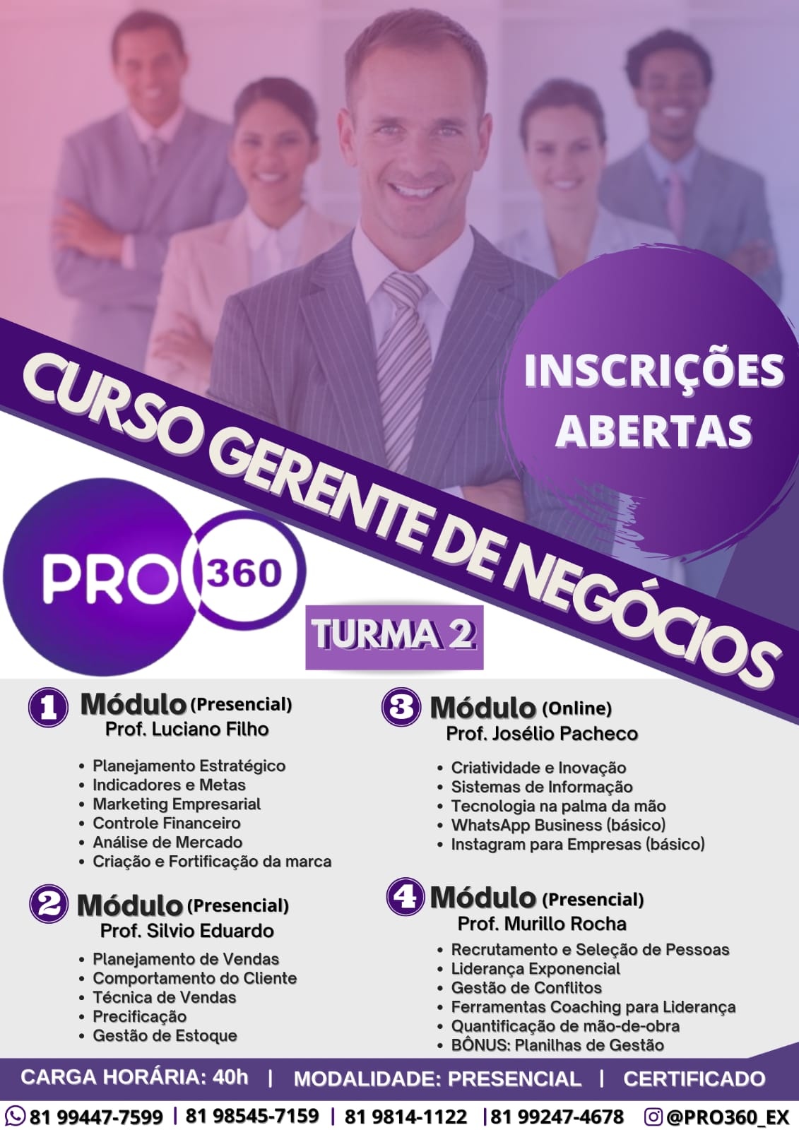 Curso GERENTE DE NEGÓCIOS - TURMA II em Escada - 2024 - Sympla
