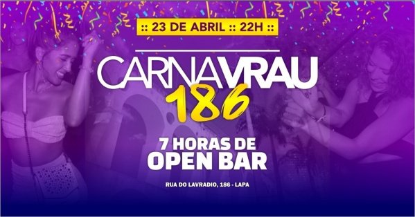 Carnavral 186 - OPEN BAR - 23 de abril em Rio de Janeiro - Sympla