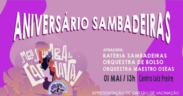 ANIVERSÁRIO SAMBADEIRAS - 4° MEU SAMBA É DE CARNAVAL em Olinda - Sympla