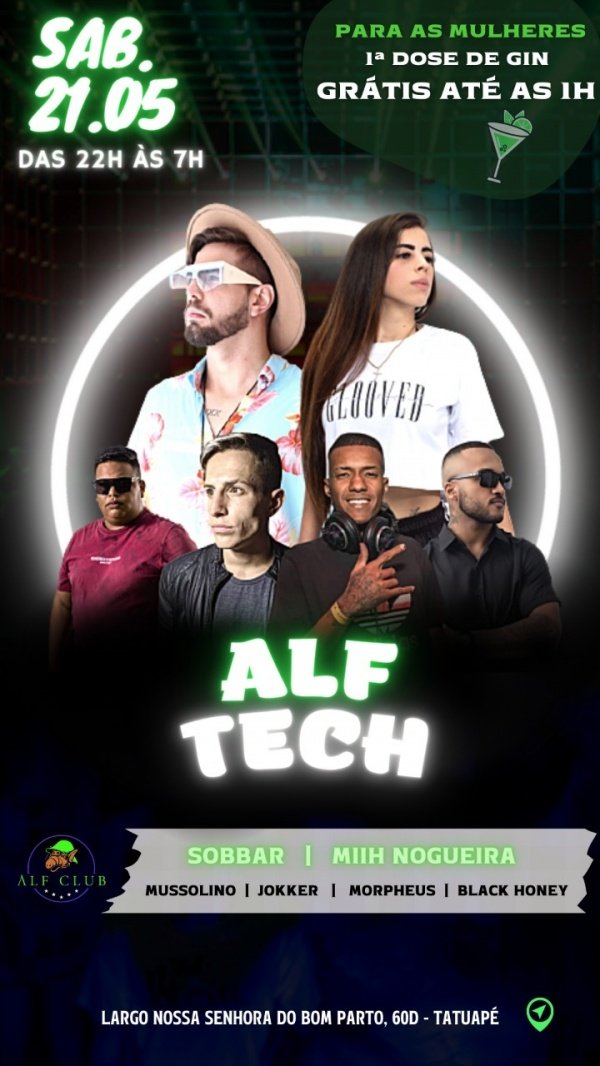 ALF TECH - 21/05 // SOBBAR, MIH NOGUEIRA, BLACK HONEY ++ em São Paulo - Sympla