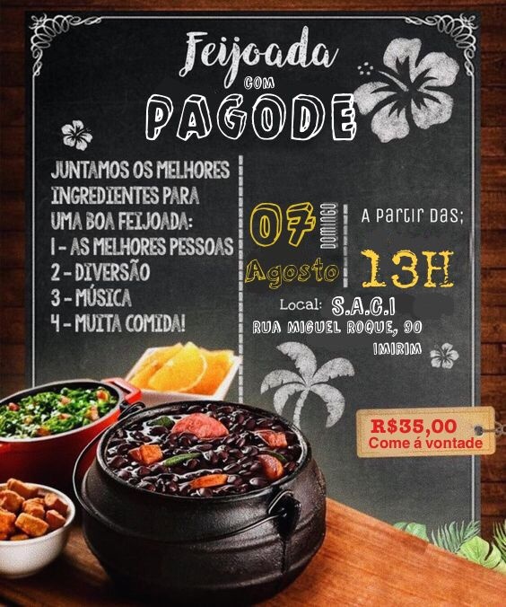 Feijoada beneficente com Pagode da Casa de Caridade São Sebastião em ...