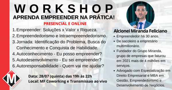 WORKSHOP: APRENDA A EMPREENDER NA PRÁTICA! - online - Sympla