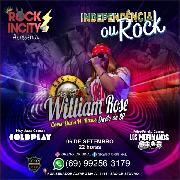 Guns N'Roses cover + Especiais: Coldplay+ Los Hermanos em Porto Velho - Sympla