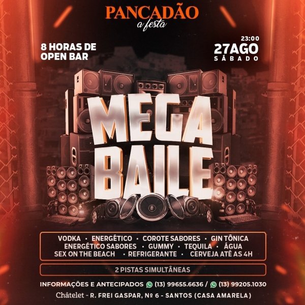 PANCADÃO A FESTA MEGA BAILE OPEN BAR em Santos - Sympla