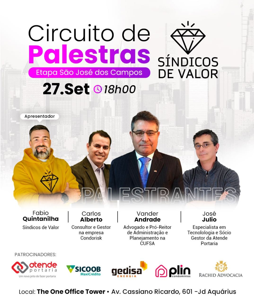 CIRCUITO DE PALESTRAS SÍNDICOS DE VALOR em São José dos Campos - Sympla