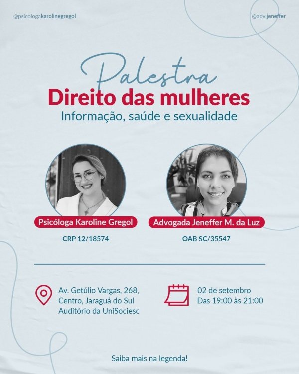 Palestra sobre Direito das Mulheres - informação, saúde e sexualidade ...