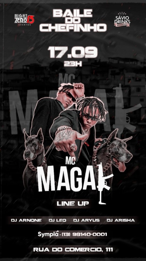 Baile do Chefinho - Mc Magal em Santos - Sympla