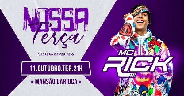 Nossa Terça c/ Mc Rick (Véspera de Feriado) em Belo Horizonte - Sympla