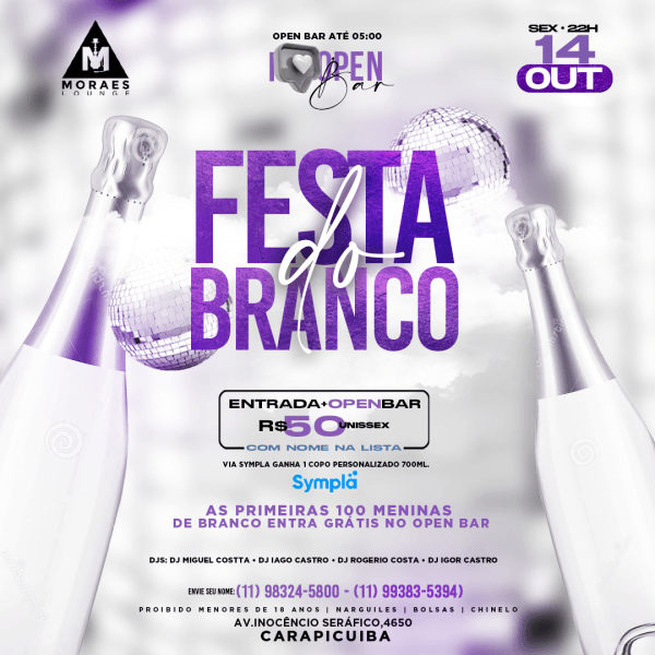 Festa do Branco I Love OPEN BAR + Copo Personalizado 700ml Brinde em ...