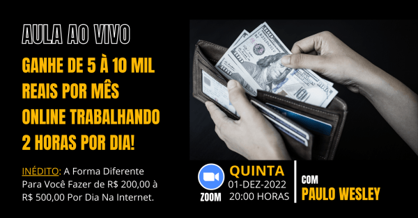 Ganhe de 5 Mil à 10 Mil Reais Por Mês Online Trabalhando 2 Horas Por ...