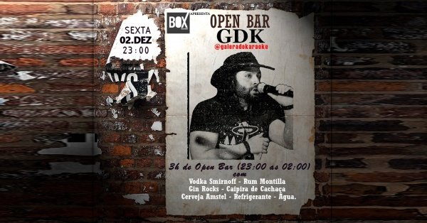 OPEN BAR GDK em Blumenau - Sympla