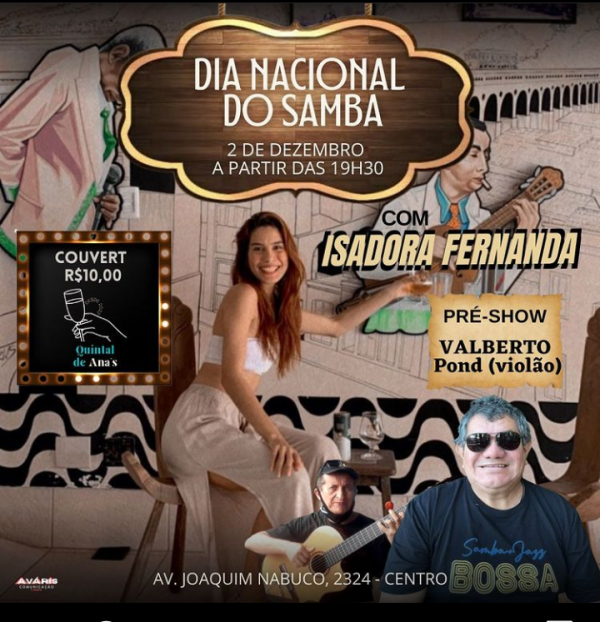 Dia Nacional do Samba com Isadora Fernanda - Manaus/ Amazonas em Manaus - Sympla