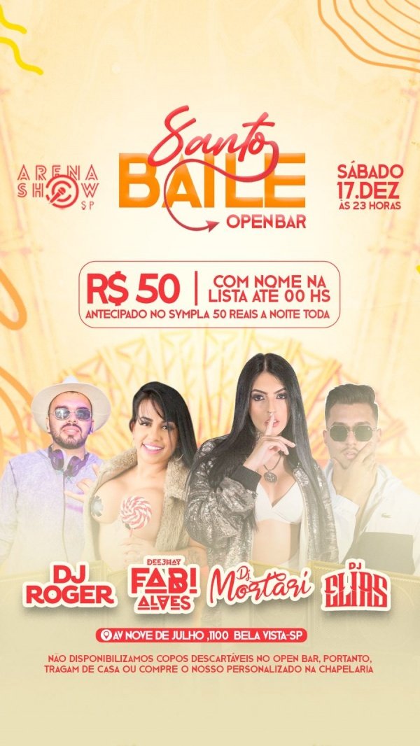 SANTO BAILE OPEN BAR em São Paulo - Sympla