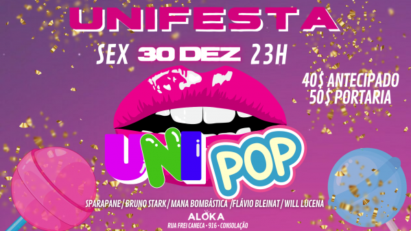 UNIPOP MEGA OPEN BAR 40$ em São Paulo - Sympla