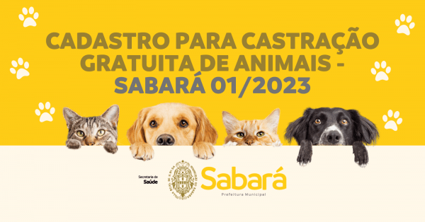Cadastro Para Castração Gratuita De Animais Sabará 01 2023 Em Sabará