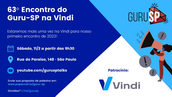# 63º encontro do Guru-SP na Vindi em São Paulo - Sympla