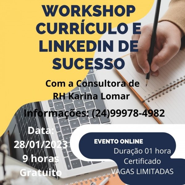 Workshop Currículo e Linkedin de Sucesso - online - Sympla