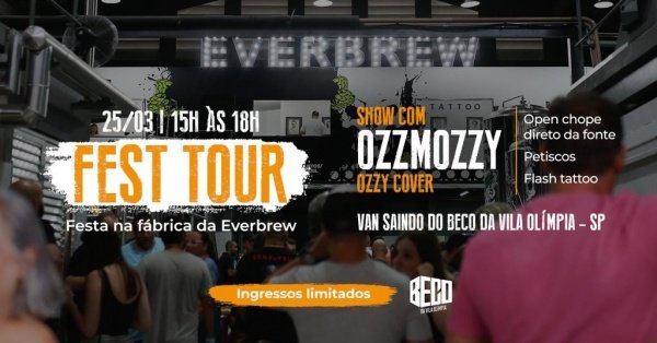 EVERBREW FEST TOUR COM OZZMOZZY OZZY COVER em Santos - Sympla