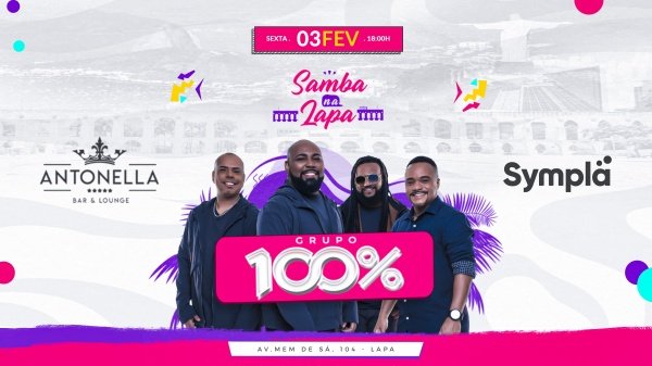 Samba na Lapa com Grupo 100% na Antonella em Rio de Janeiro - Sympla