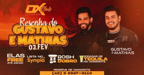 RESENHA DO GUSTAVO E MATHIAS em Nova Andradina - Sympla