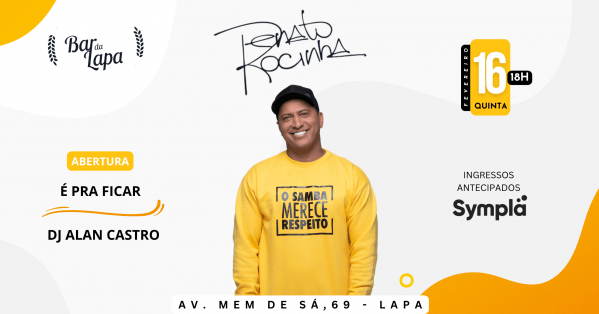 RENATO DA ROCINHA NO BAR DA LAPA em Rio de Janeiro - Sympla